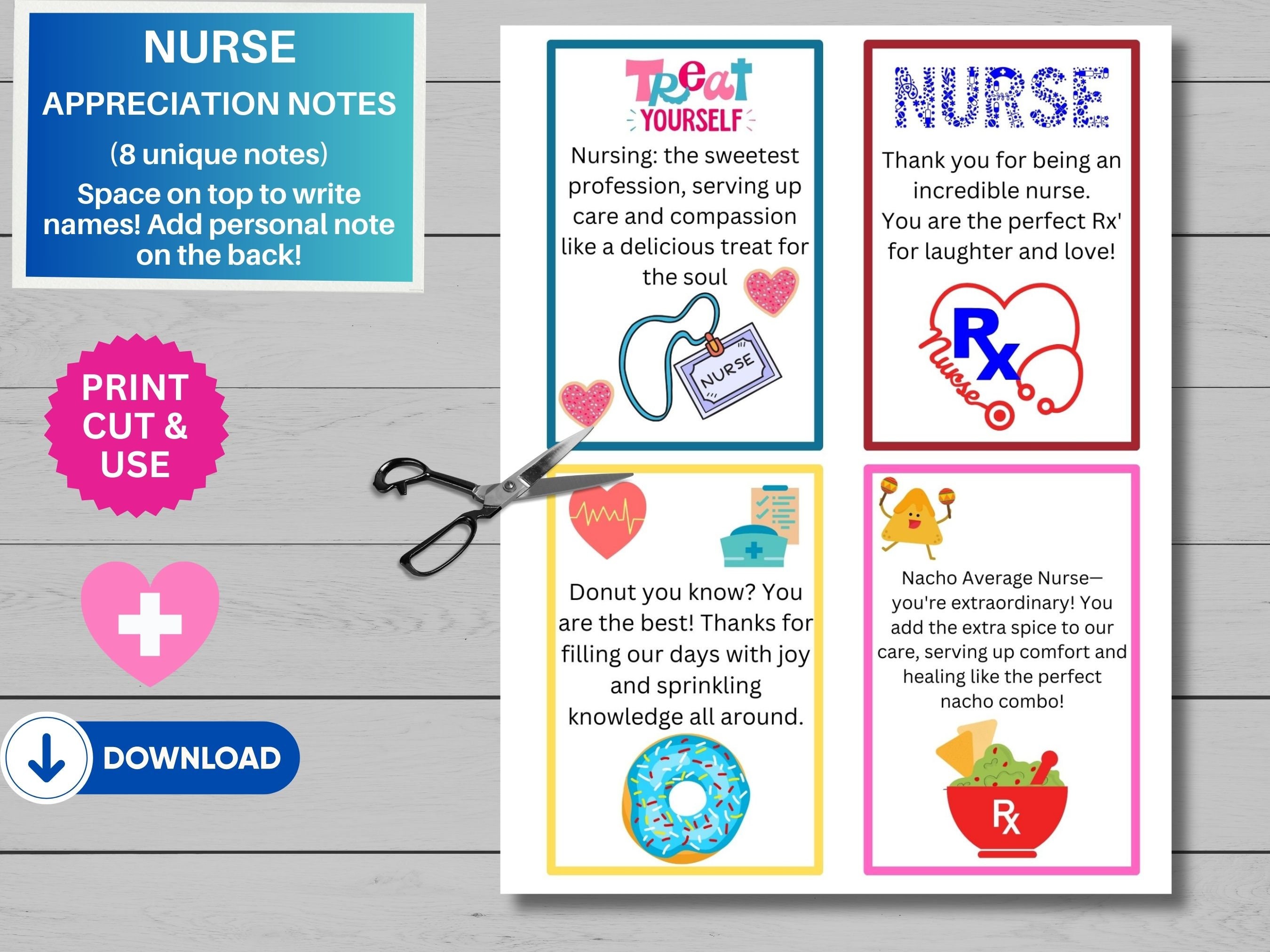 Nurse Appreciation Notes, Thank You, School Nurse, RN, LPN, CNA ...