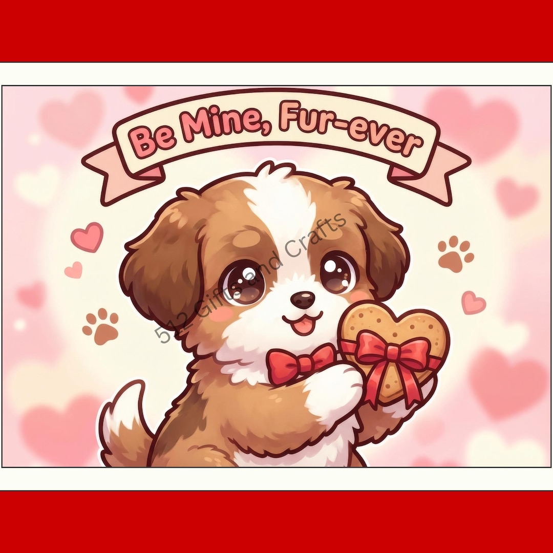 Puppy Valentine PNG Bundle | Cute Dog Valentine Clipart | Be Mine Fur ...