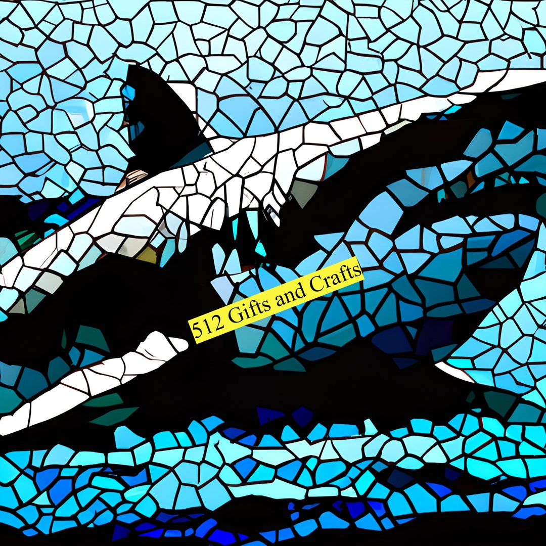 Image Great White Shark Mosaic Style, Stained Glass Design - Etsy