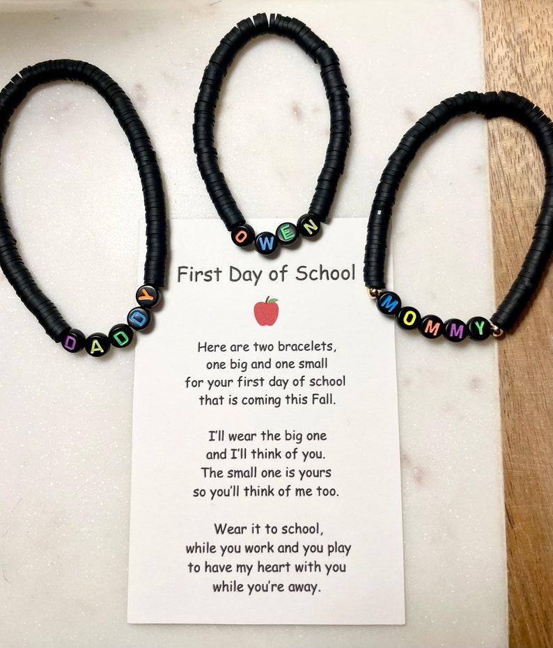 Back to School Mommy & Me Bracelet Set for Boys, First Day of School ...