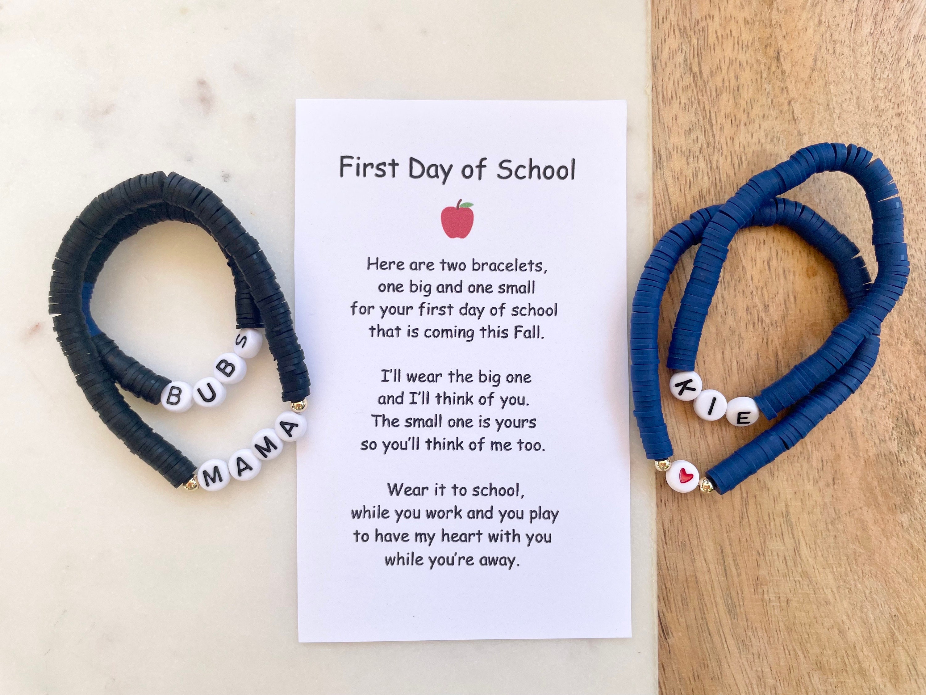 Back to School Mommy & Me Bracelet Set for Boys, First Day of School ...