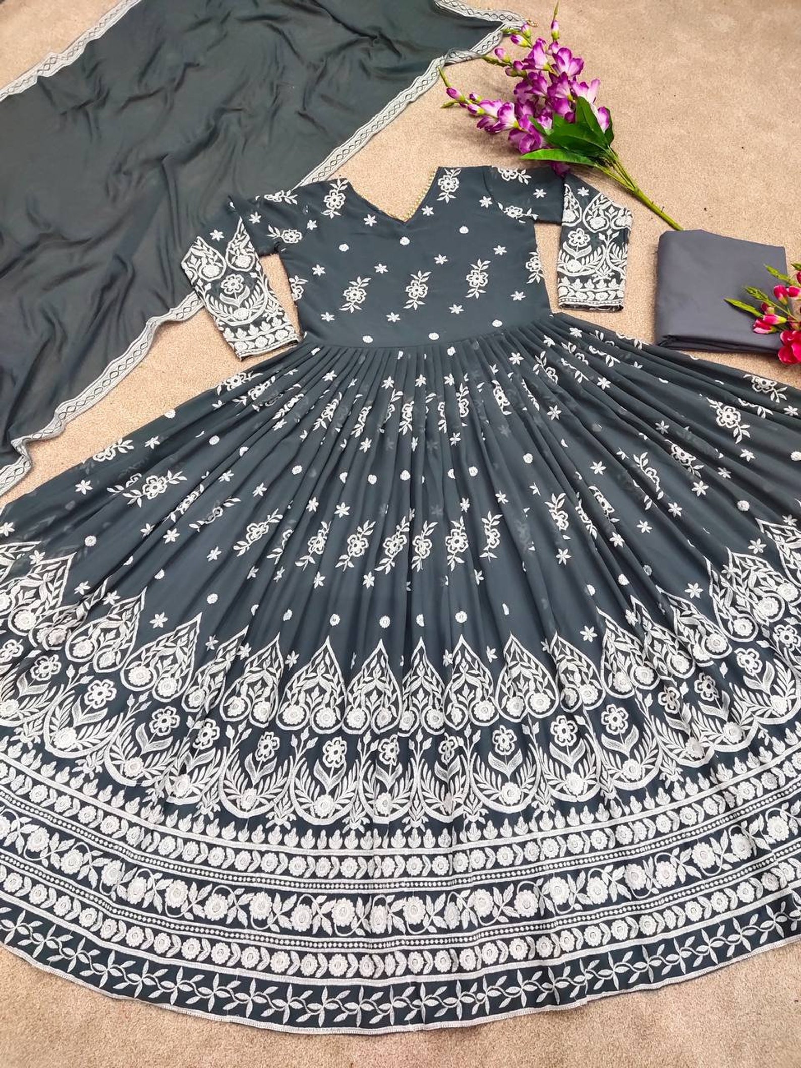 Launching New Designer Party Wear Look Heavy Embroidery Thread - Etsy