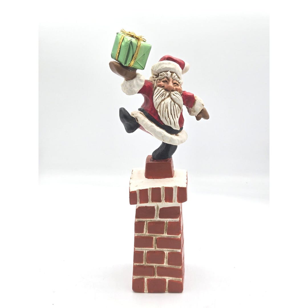 Joyful David Frykman Santa on Chimney 10.5" Figurine - Etsy