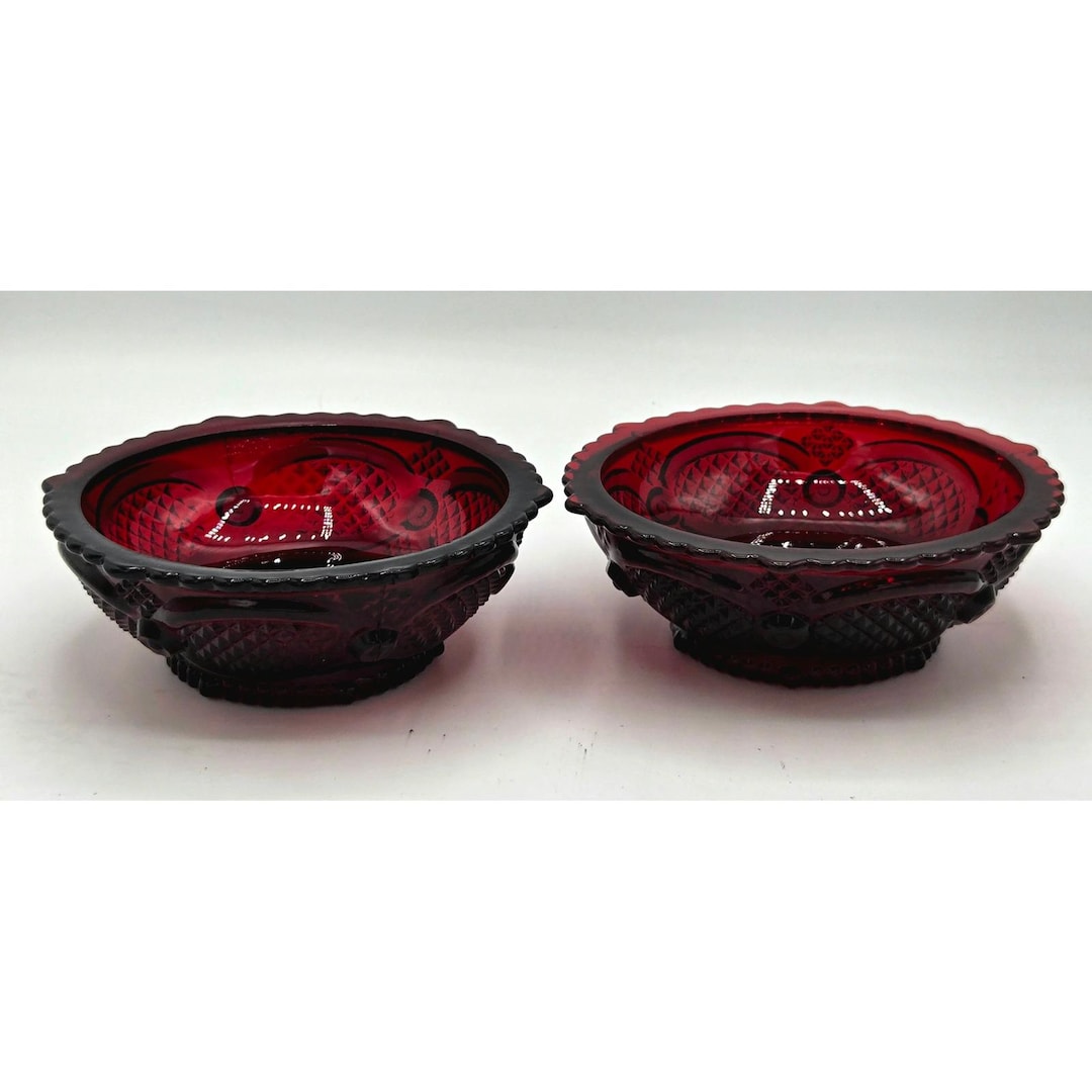 Vintage AVON Cape Cod Ruby Red Glass Bowls - Set of 2 - Etsy