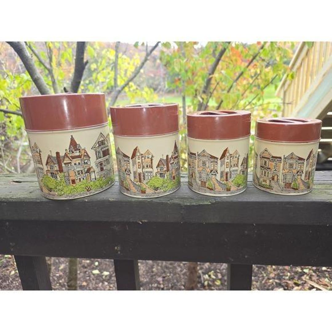 Vintage Takahashi San Francisco Victorian Houses Tin Canister Set, Set ...
