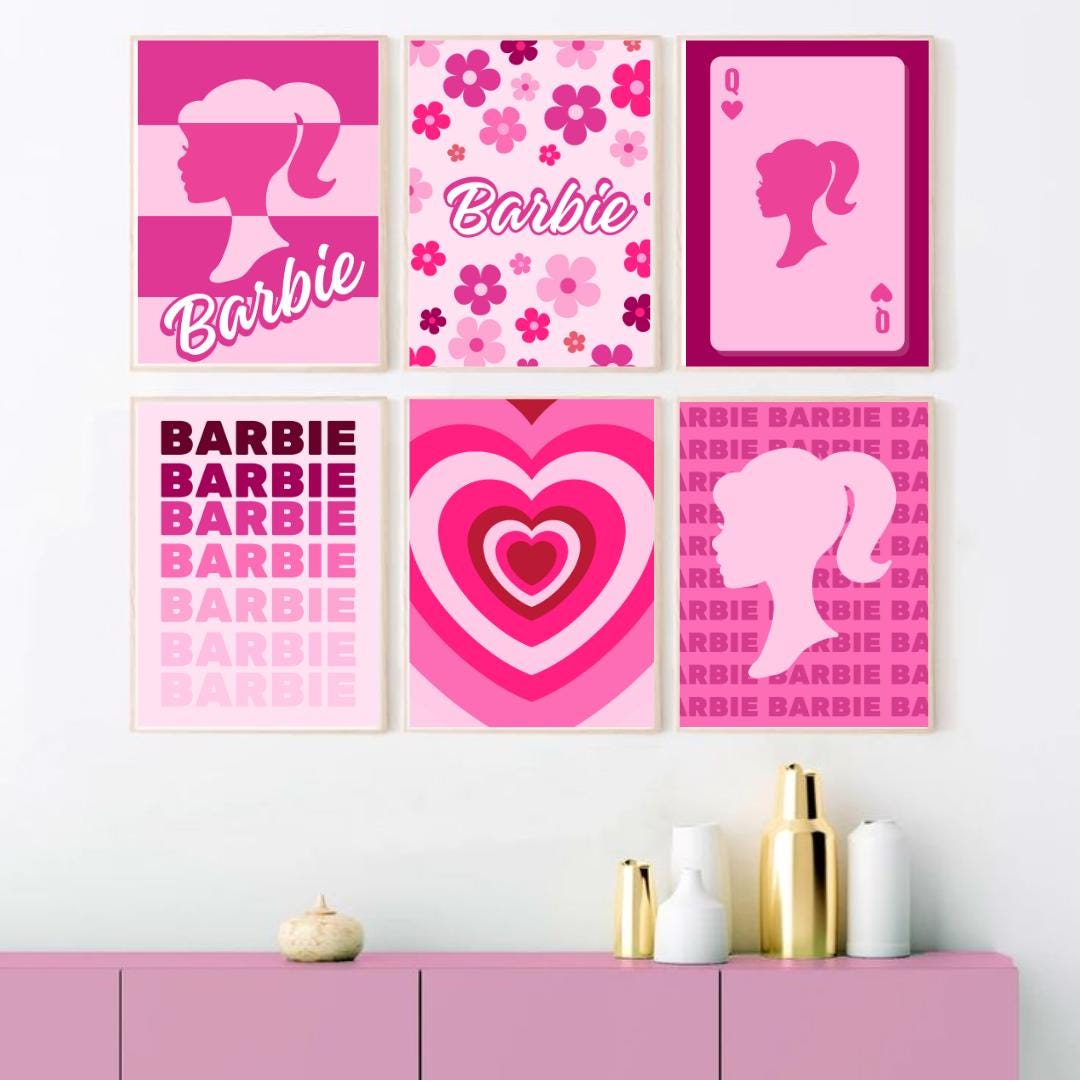 Barbie Pink Wall Art Poster Set of 6 Digital Art Digital Product - Etsy