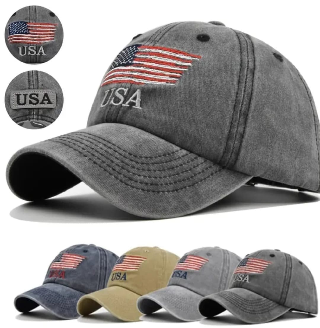 Personalized Vintage Baseball Hats for Men American Flag Patch ...