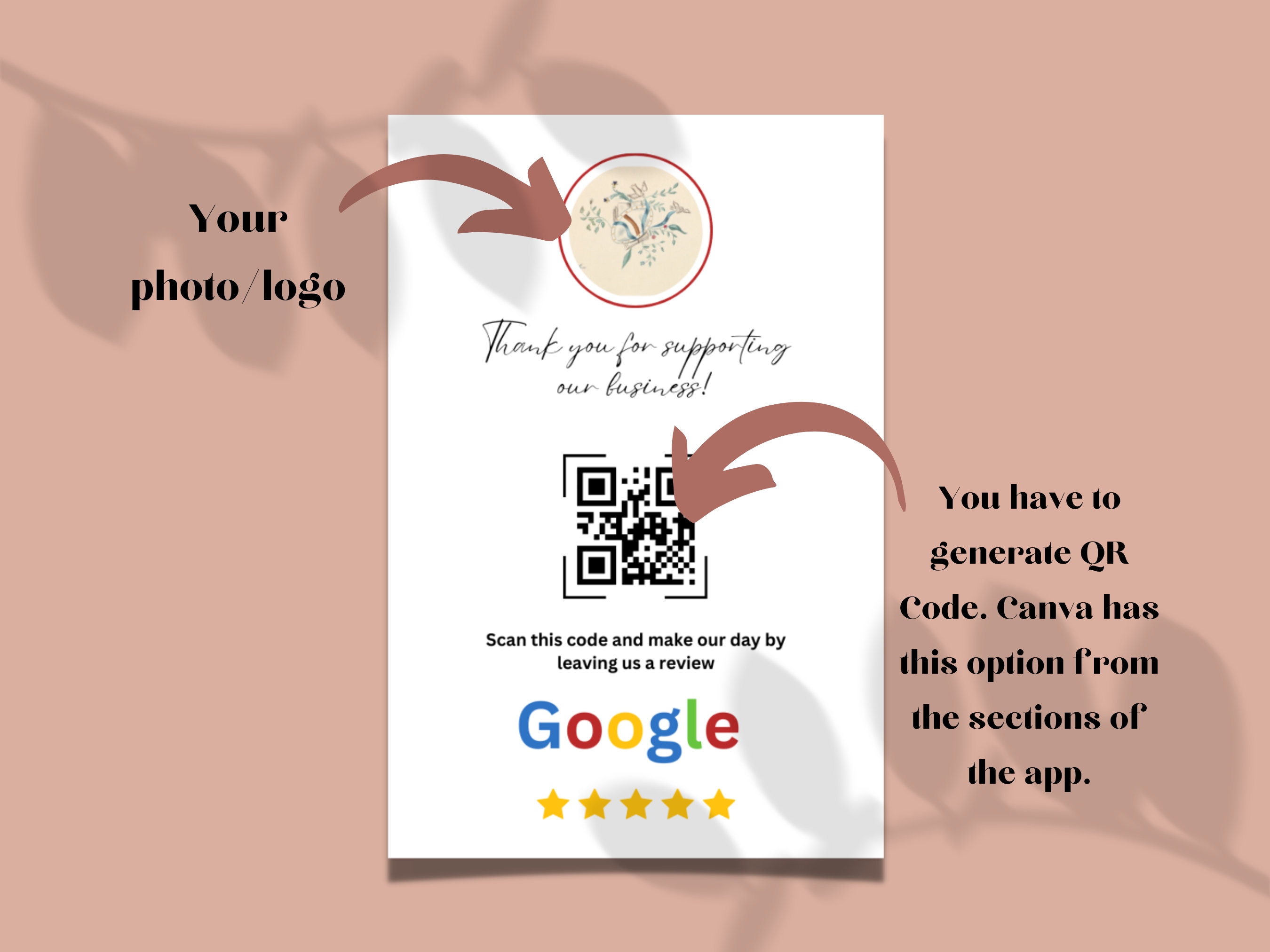 Small Business Google Review Card Template, Google Review Sign ...
