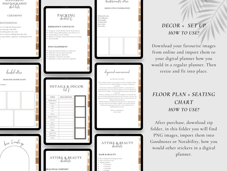Goodnotes, Google Sheets Elopement Wedding Planner Bundle, Elopement ...