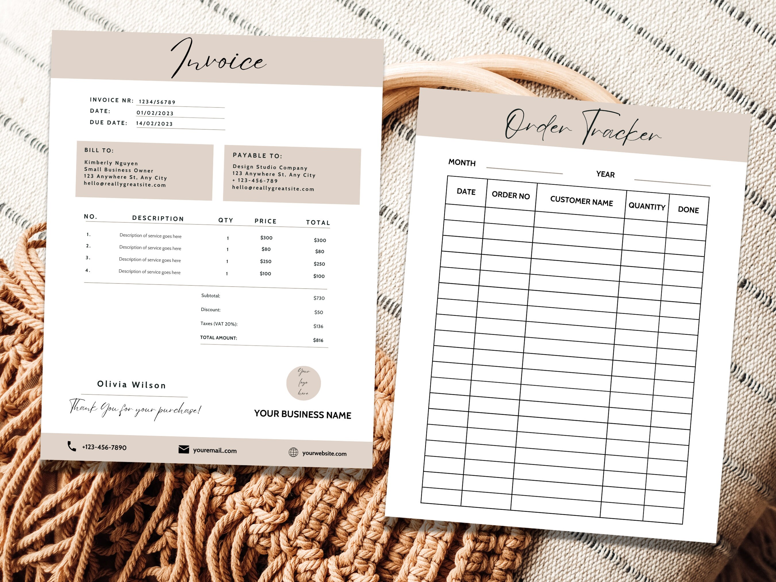 Printable Business Order Forms Bundle, Tumbler Order Form, Invoice ...