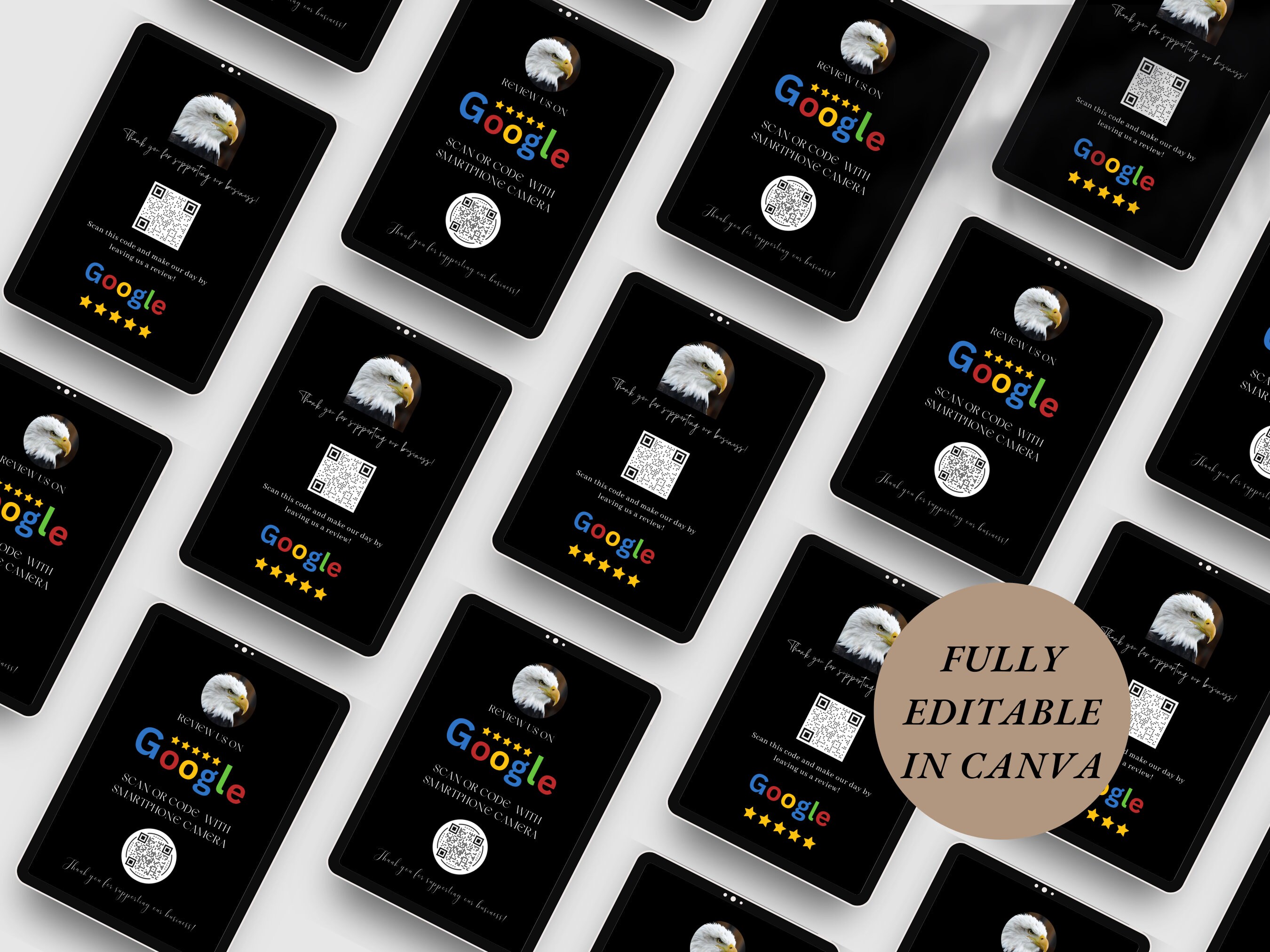 Aesthetic Black Google Review Card Template, Google Review Sign ...