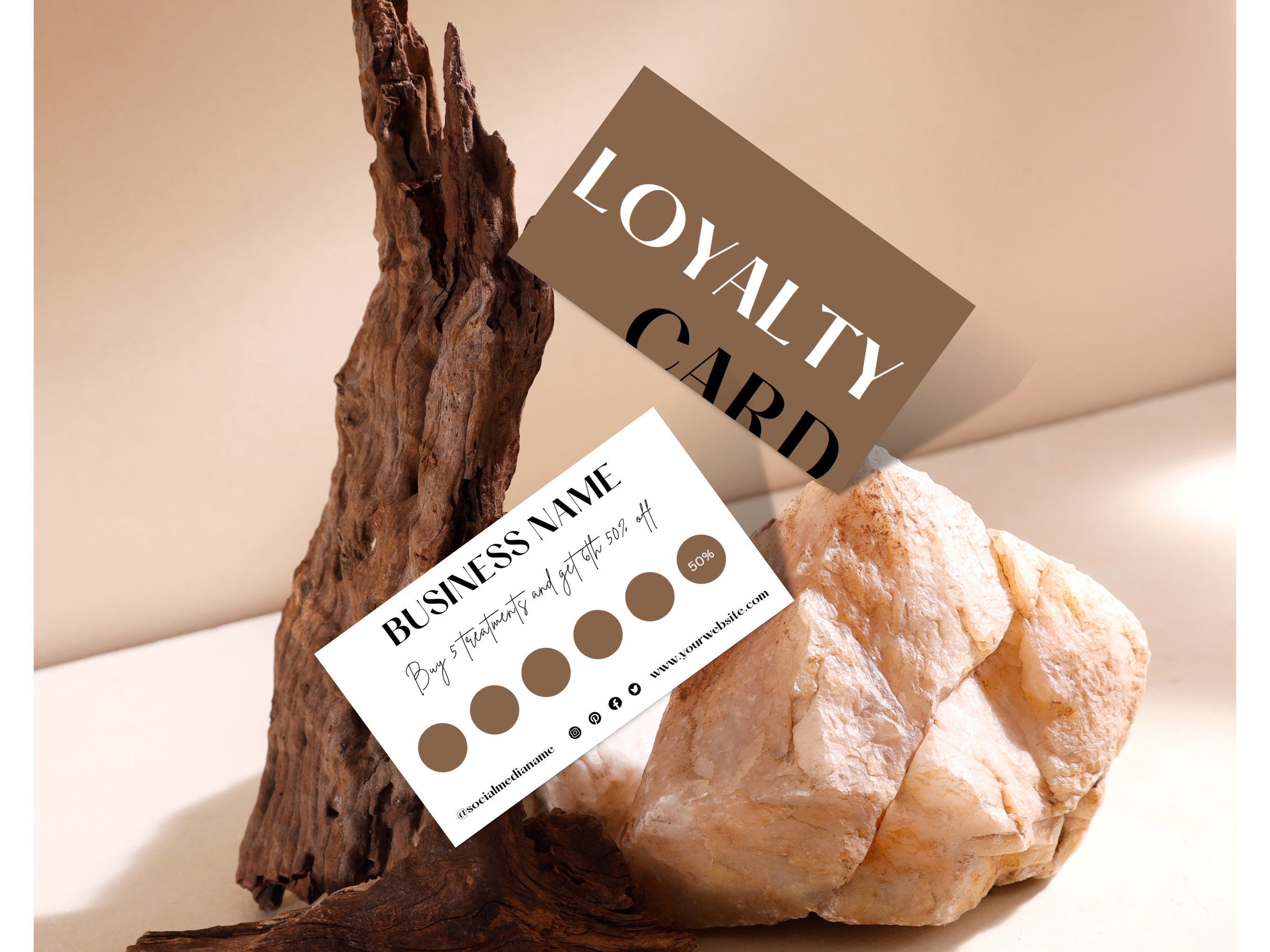 Boho Loyalty Punch Card Template, Modern Customer Stamp Card, Printable ...