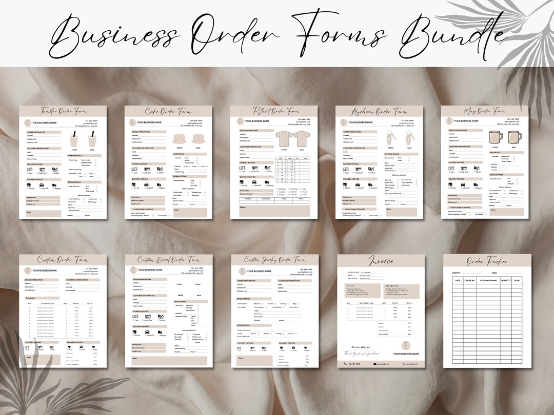 Printable Business Order Forms Bundle, Tumbler Order Form, Invoice ...