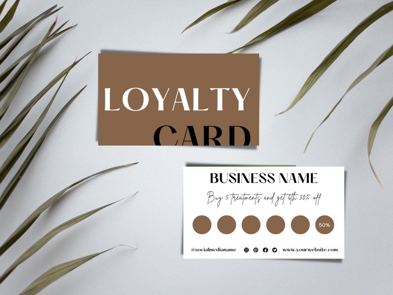 Boho Loyalty Punch Card Template, Modern Customer Stamp Card, Printable ...