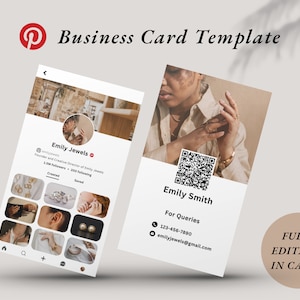 2024 Pinterest Business Card for Jewelers, Elegant Pinterest Business ...