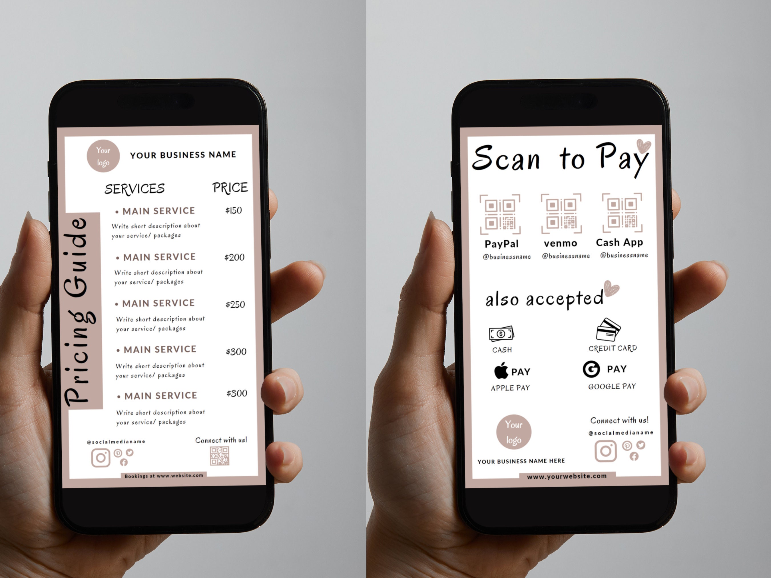 Editable Price List Template, Scan to Pay Sign, Instagram Price List ...