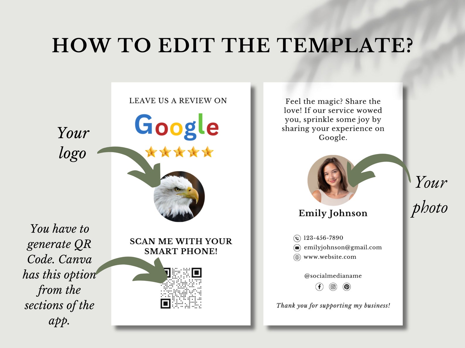 Elegant Google Review Business Card Template, Google Review Card ...