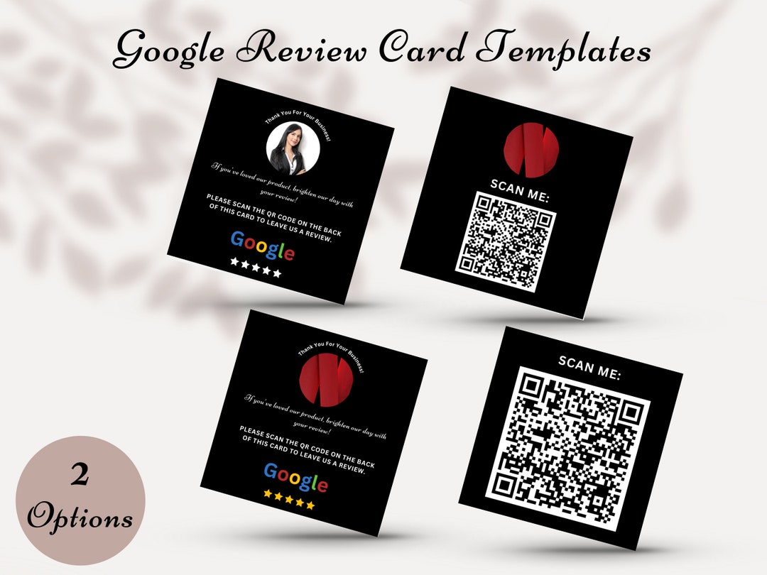 Google Square Review Card Template, Minimalist QR Code Sign, Black ...