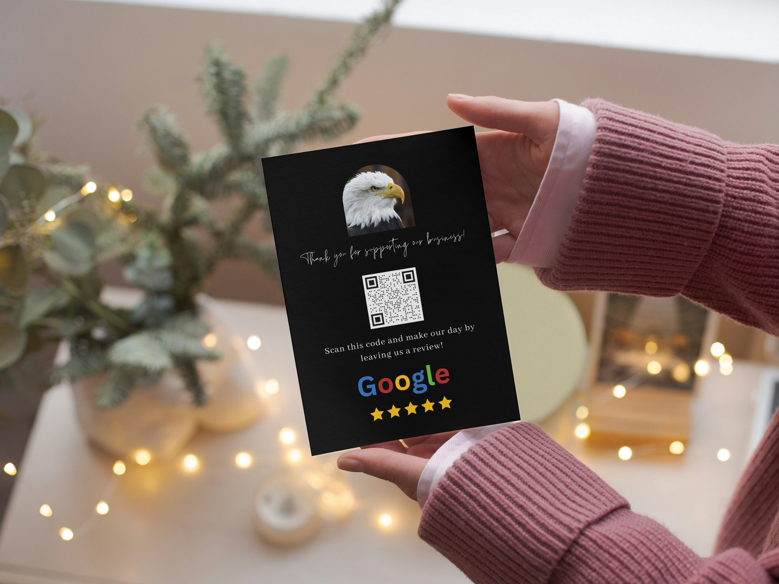 Aesthetic Black Google Review Card Template, Google Review Sign ...
