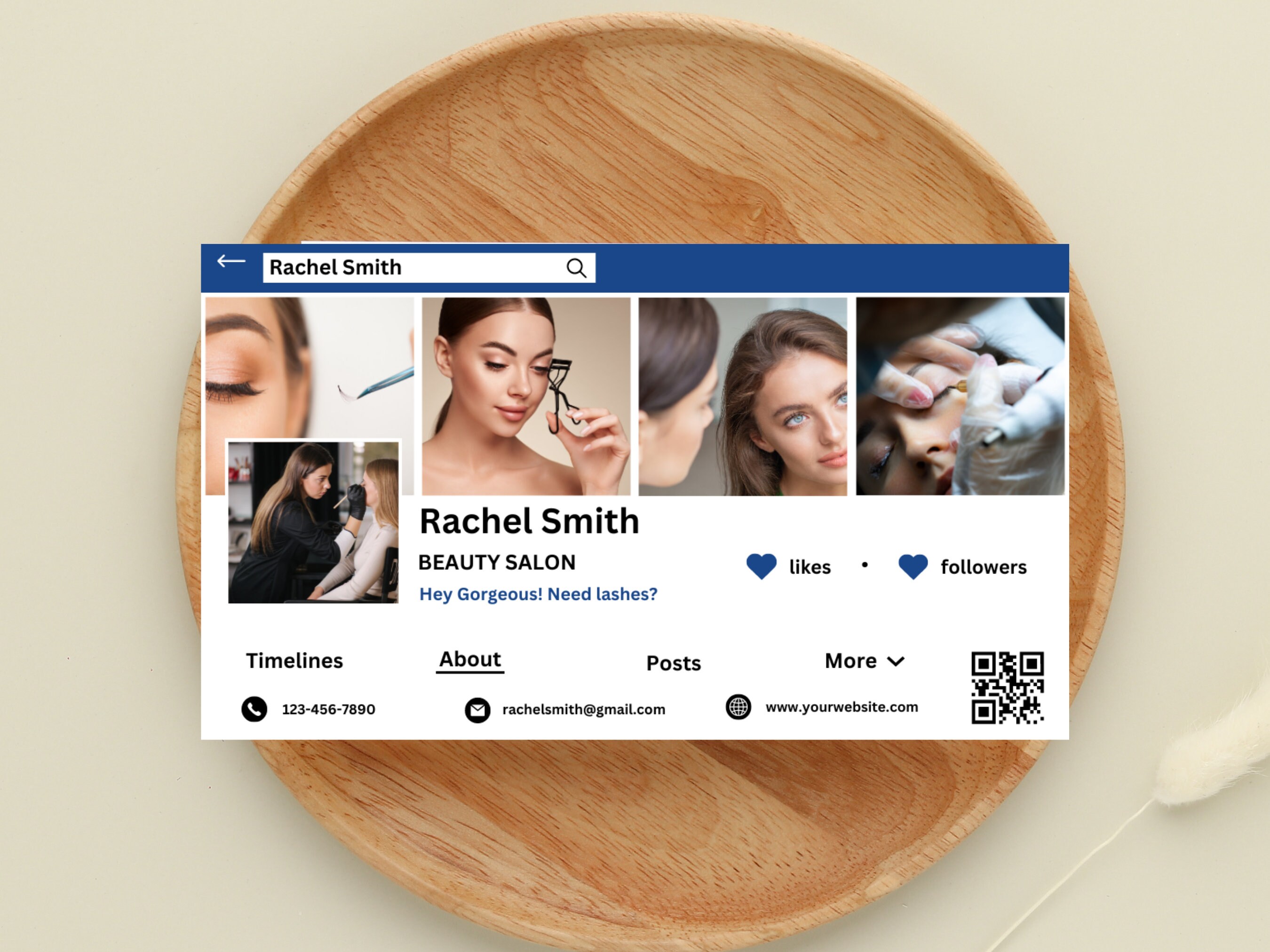 Boho Facebook Business Card Template, QR Code Business Card, Social ...