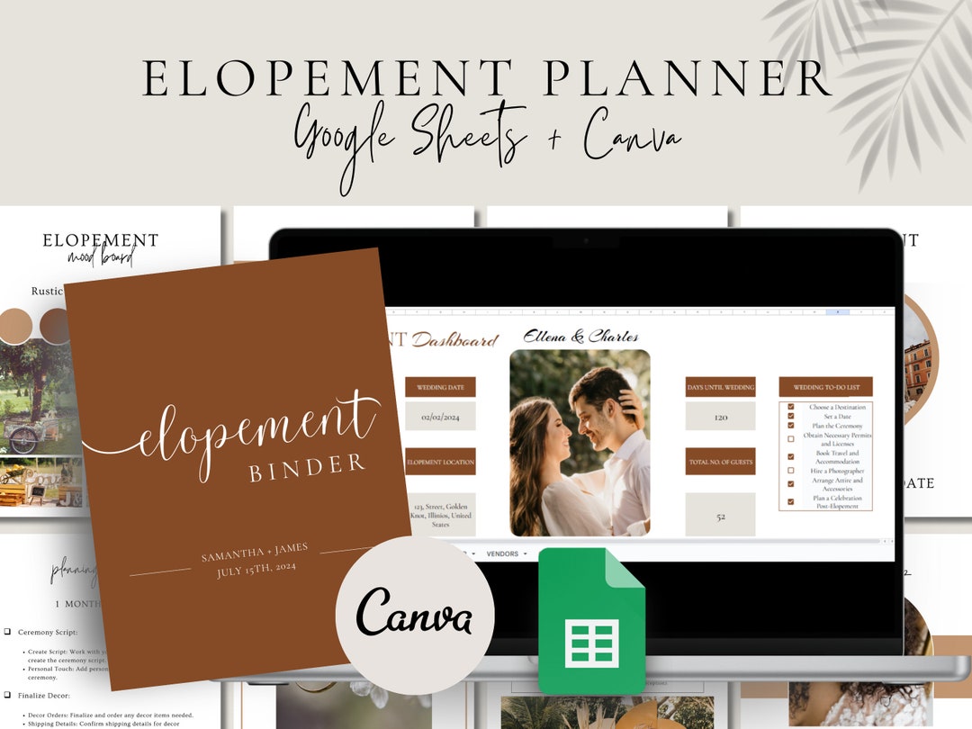Canva Google Sheets Elopement Planner Bundle, Elopement Day Binder ...