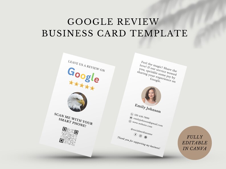 Elegant Google Review Business Card Template, Google Review Card ...