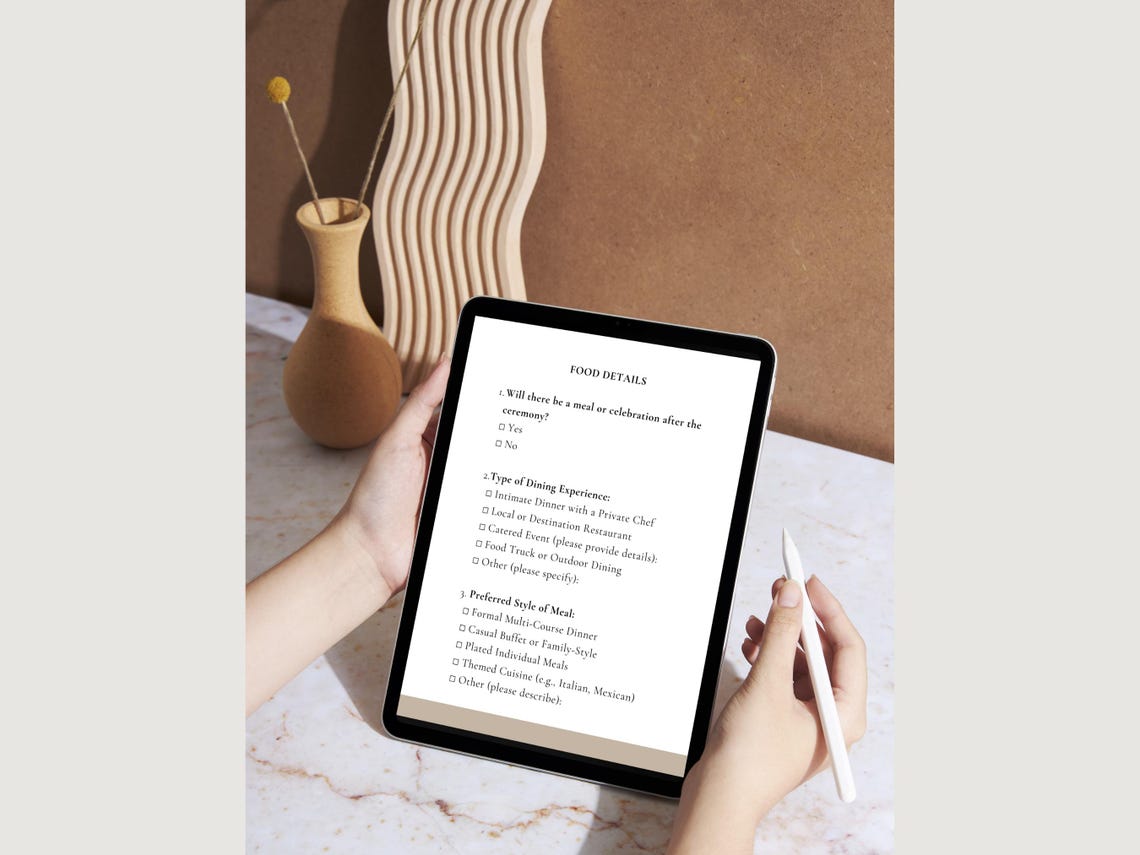 17 Page Elopement Wedding Questionnaire Form, GOODNOTES Elopement ...