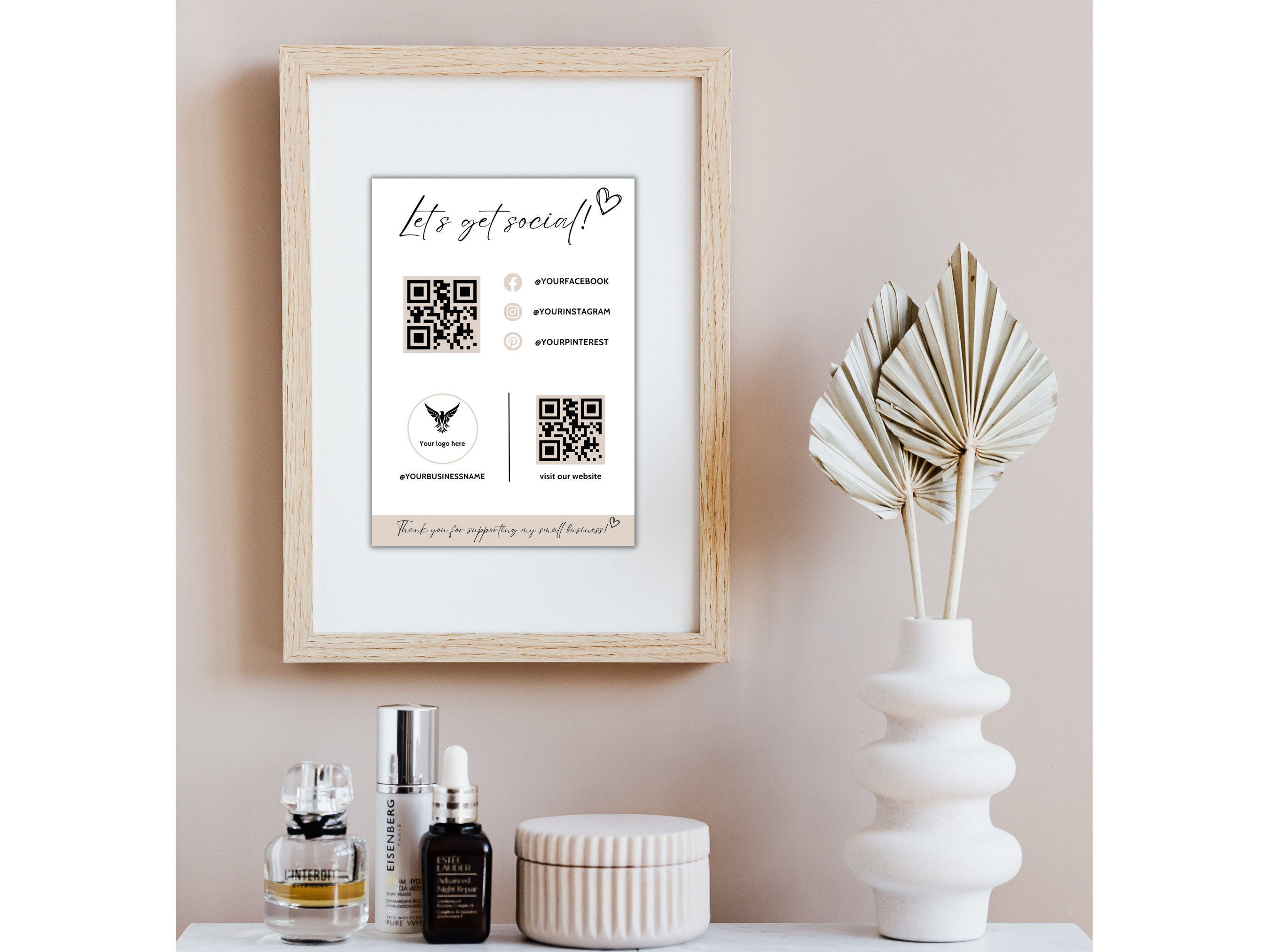 Minimalist Social Media Sign Template, Facebook Instagram Sign Template ...
