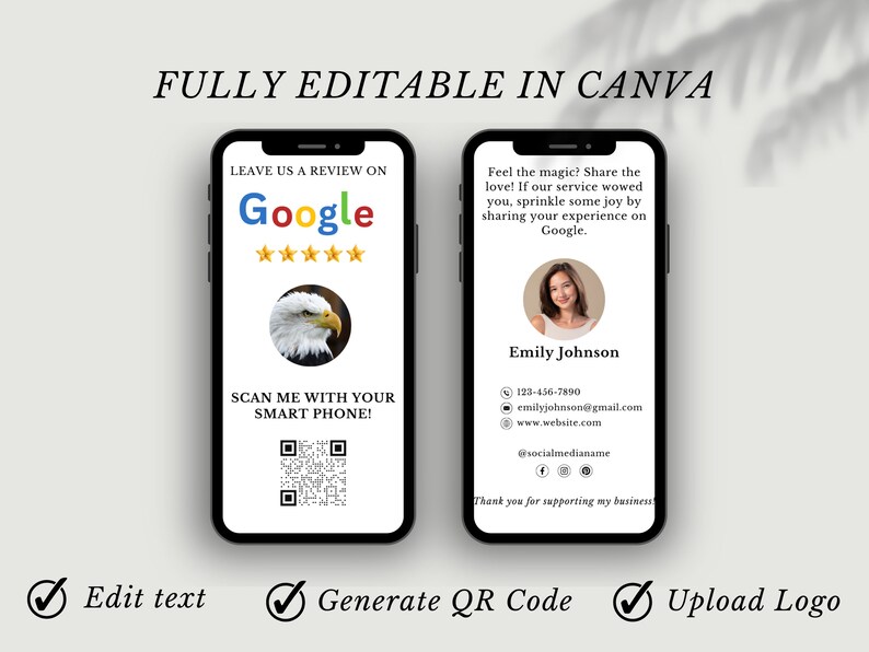 Elegant Google Review Business Card Template, Google Review Card ...