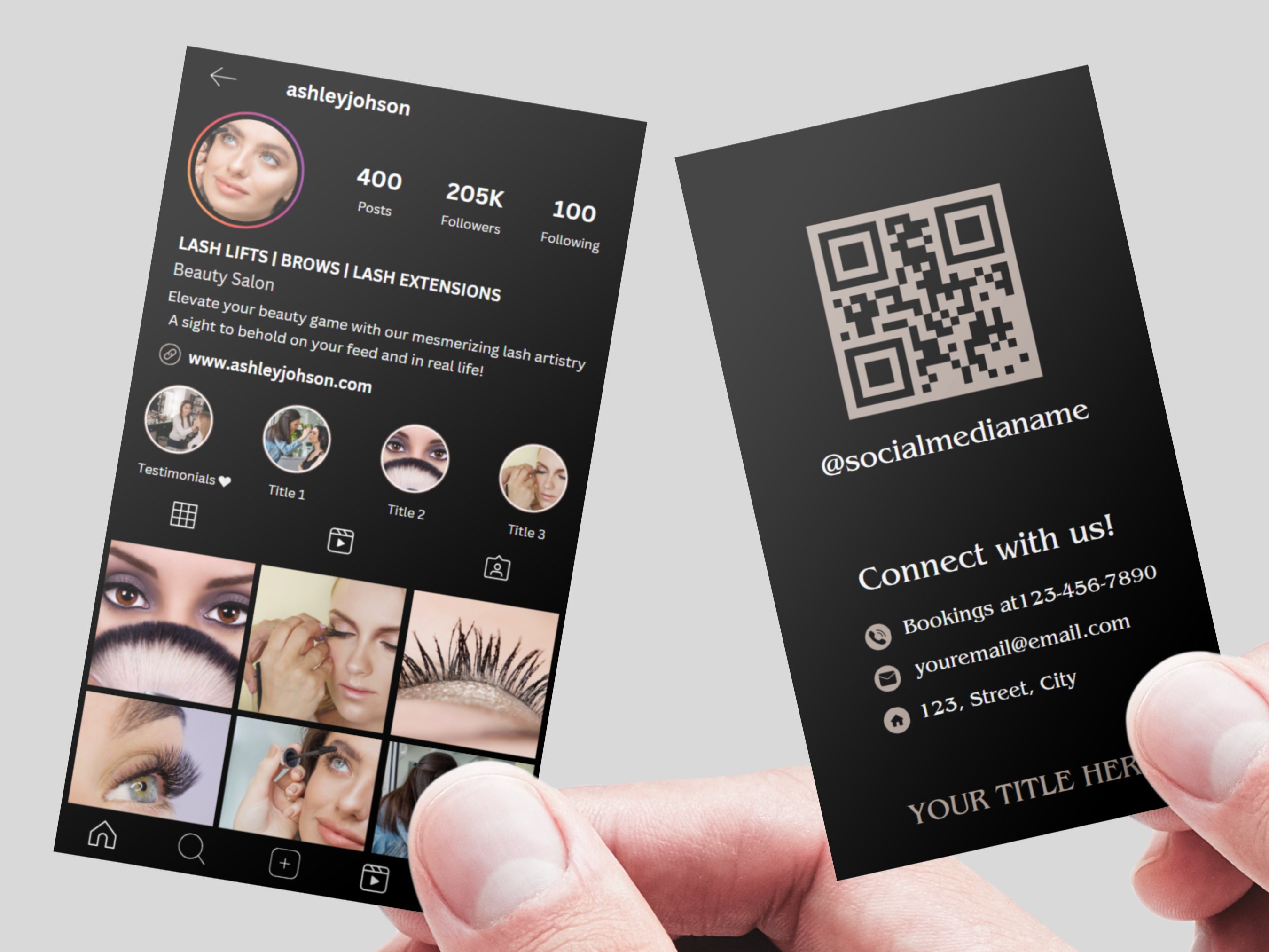Professional Instagram Business Card, Lash Tech Nails Insta Marketing ...