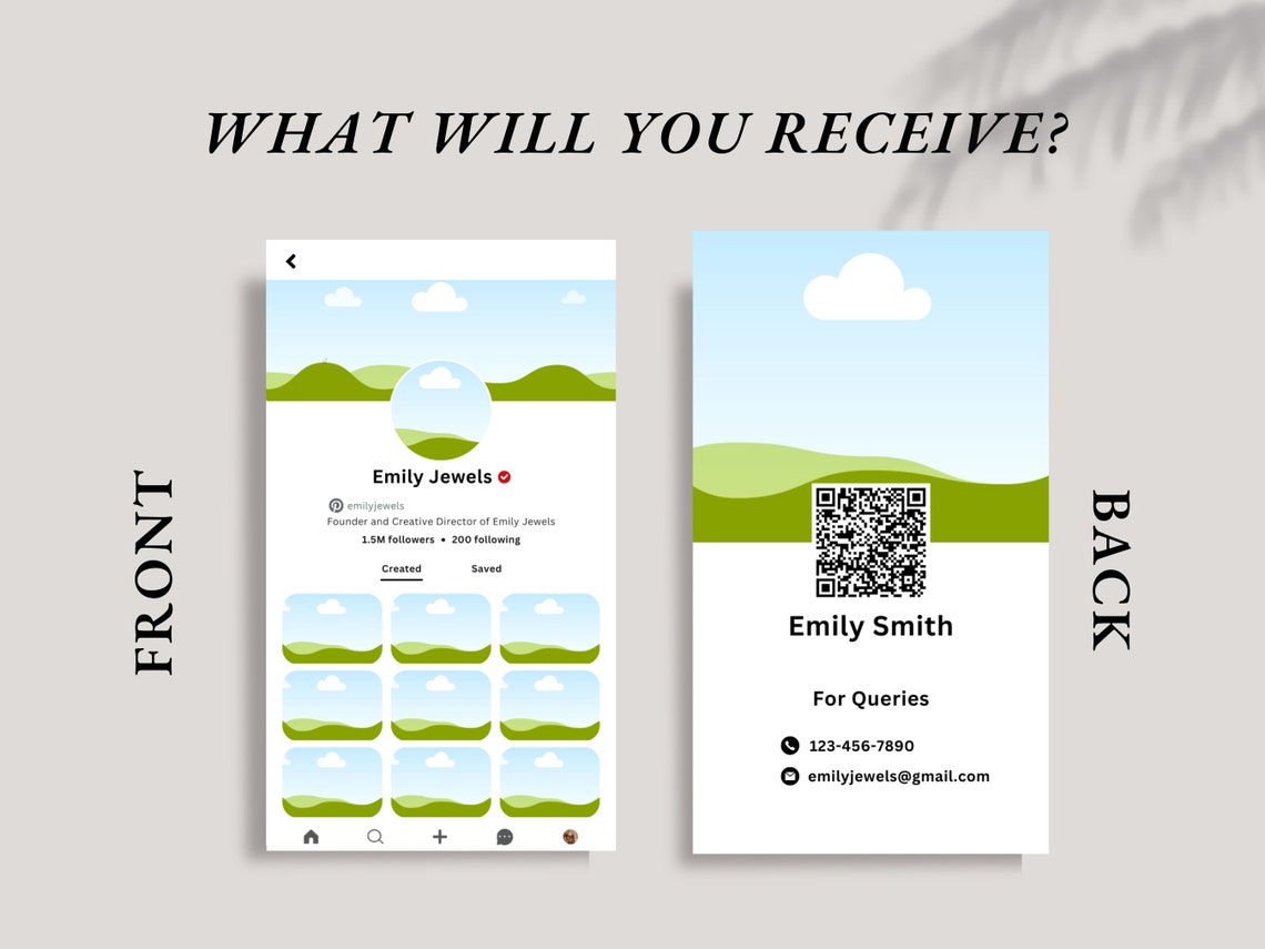 2024 Pinterest Business Card for Jewelers, Elegant Pinterest Business ...