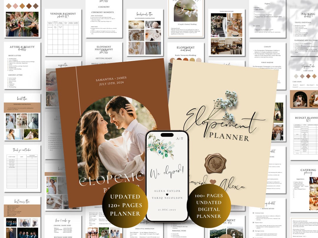 Ultimate Elopement Planner, Canva Elopement Wedding Day Binder ...