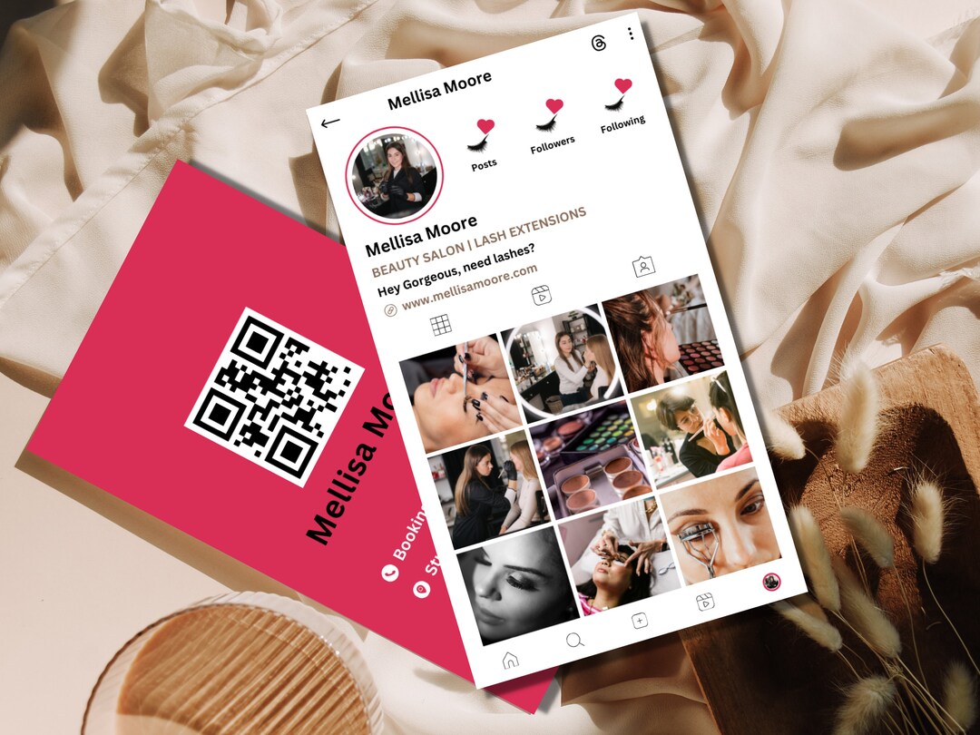 2025 Lash Tech Business Card, Instagram Square Business Card, QR Code ...