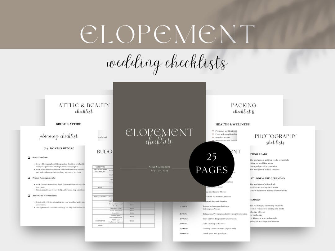 Canva Elopement Wedding Checklist Template, GOODNOTES Elopement Day ...