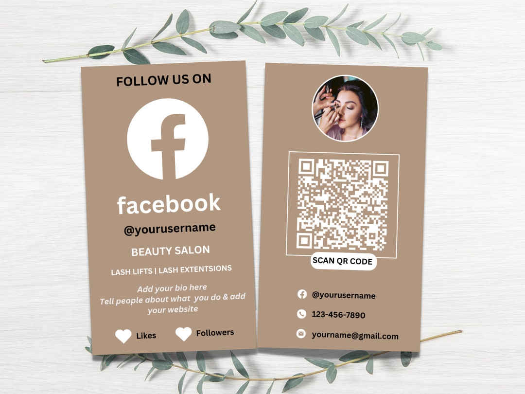 Boho Facebook Business Card, Lash Tech Business Card, Social Media ...