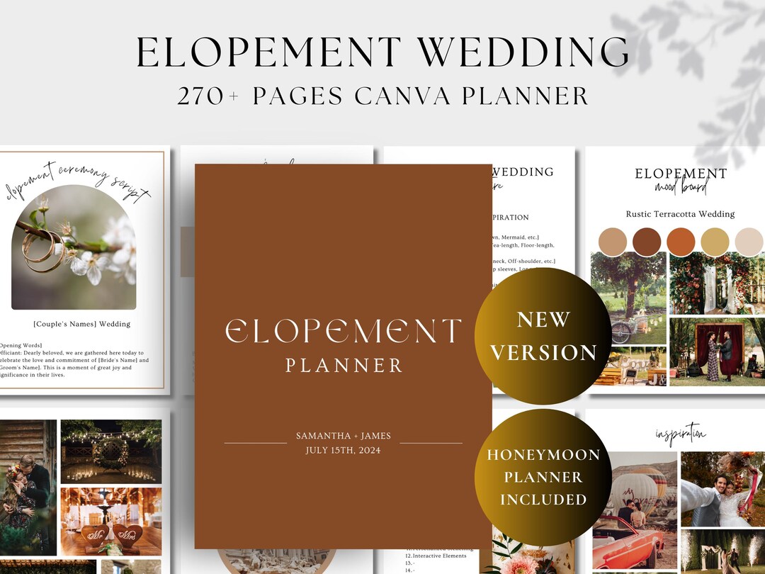 240+ Page Canva Elopement Planner Bundle, Elopement Wedding Planner ...