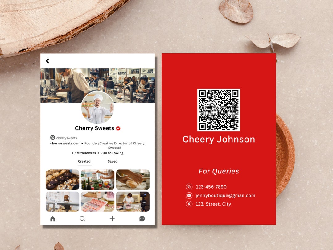 Pinterest Business Card for Bakery Business, 2024 Pinterest Business ...