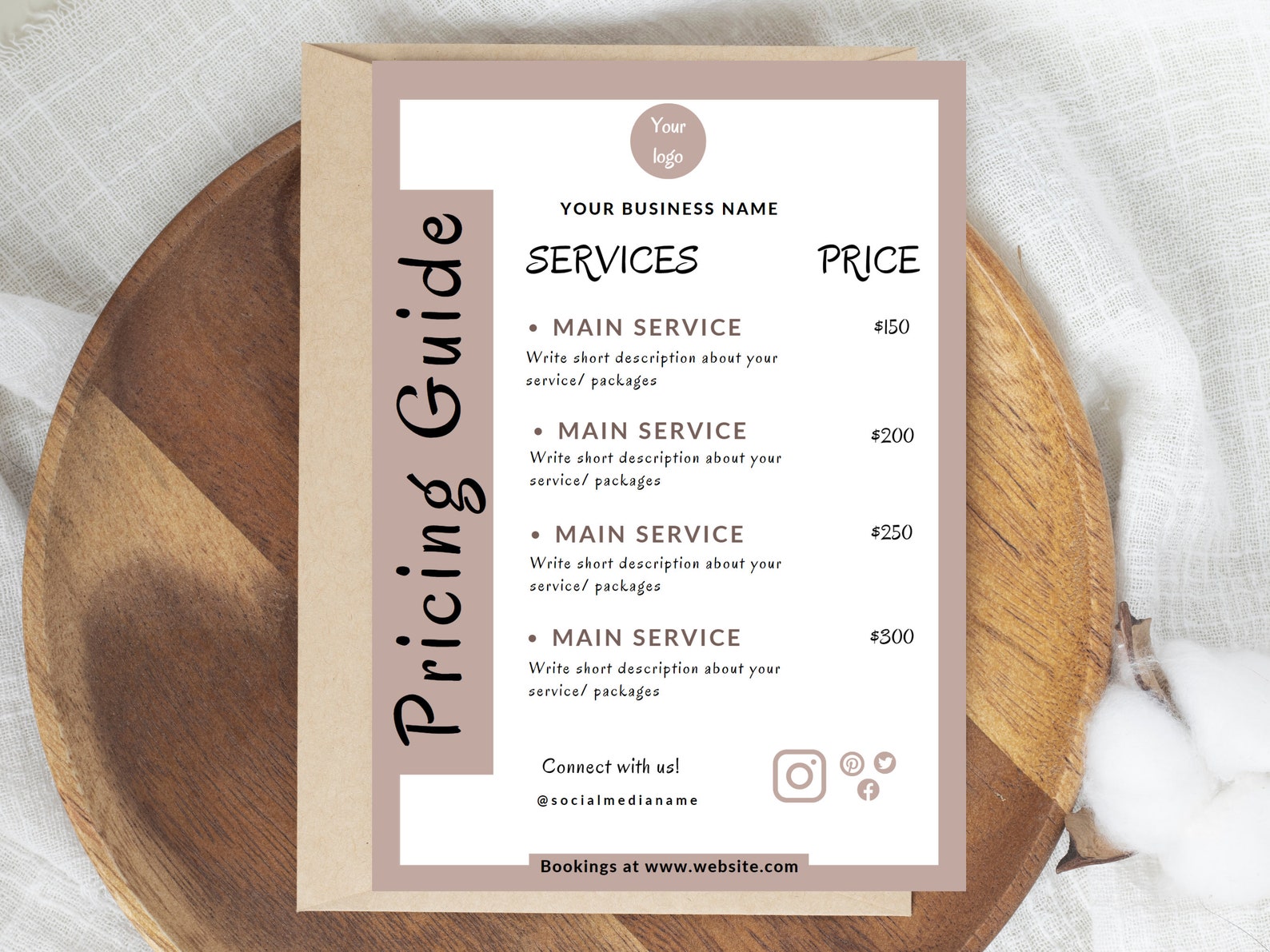 Editable Price List Template, Scan to Pay Sign, Instagram Price List ...