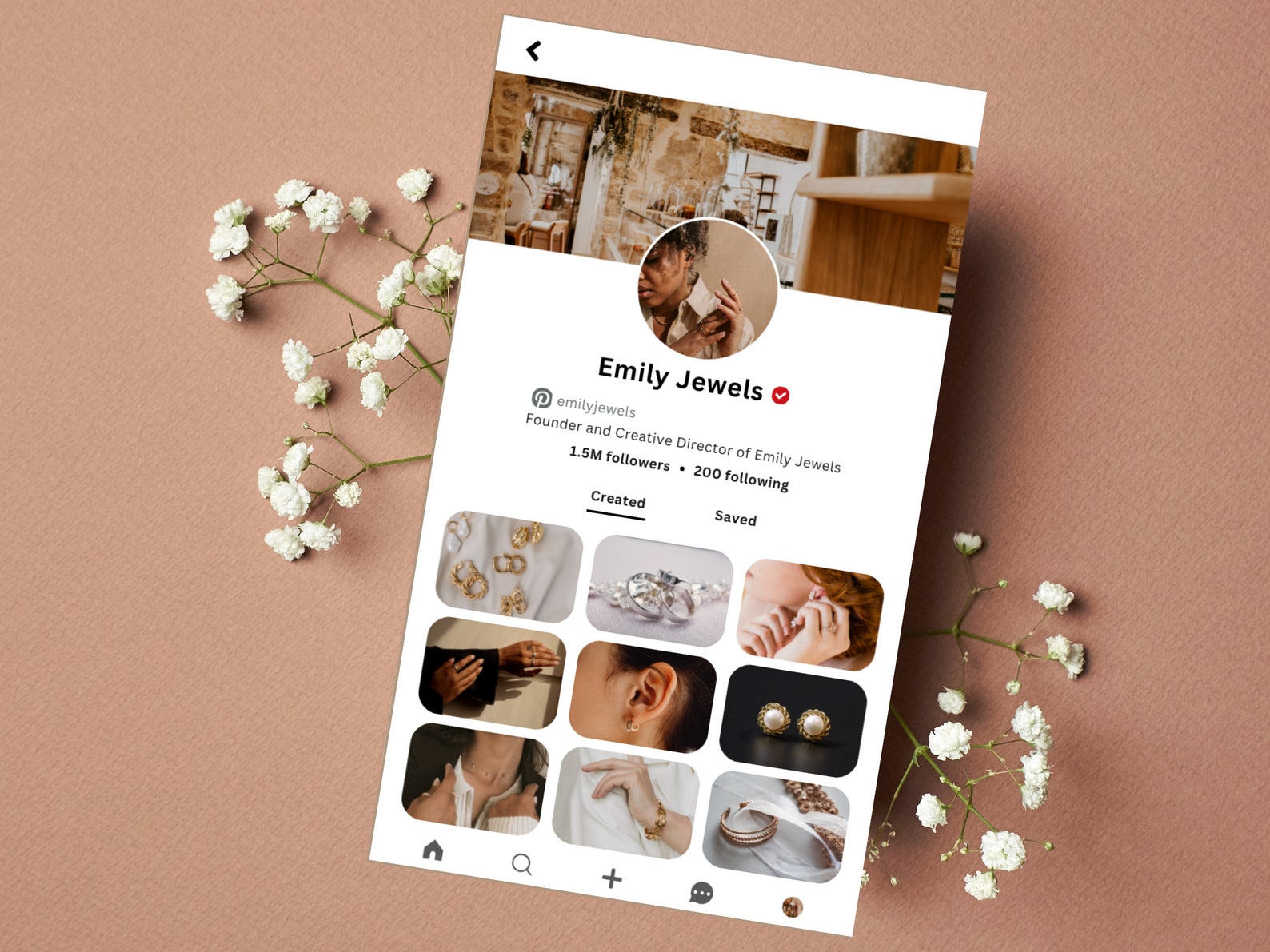 2024 Pinterest Business Card for Jewelers, Elegant Pinterest Business ...