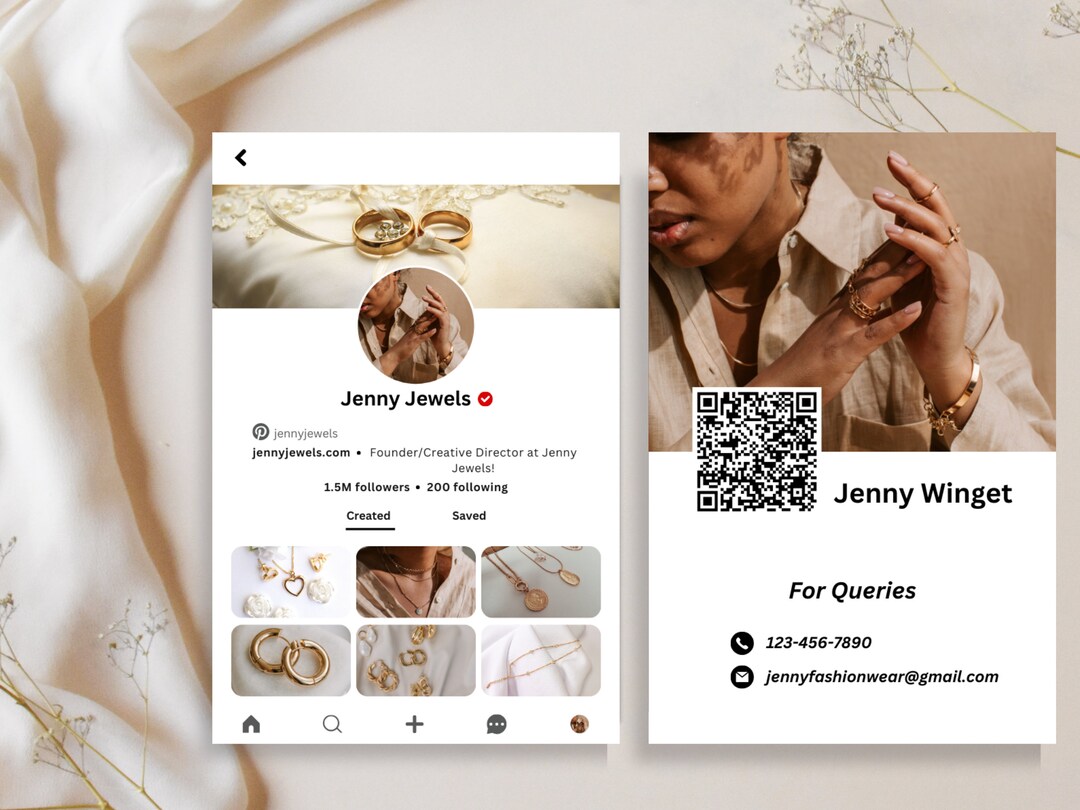 2024 Pinterest Business Card Template, Elegant Pinterest Business Card ...