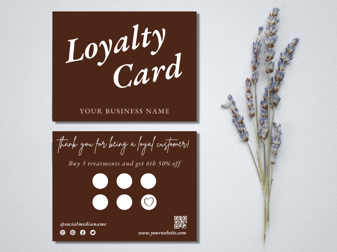 Boho Neutral Loyalty Card Template, Editable Loyalty Stamp Card ...