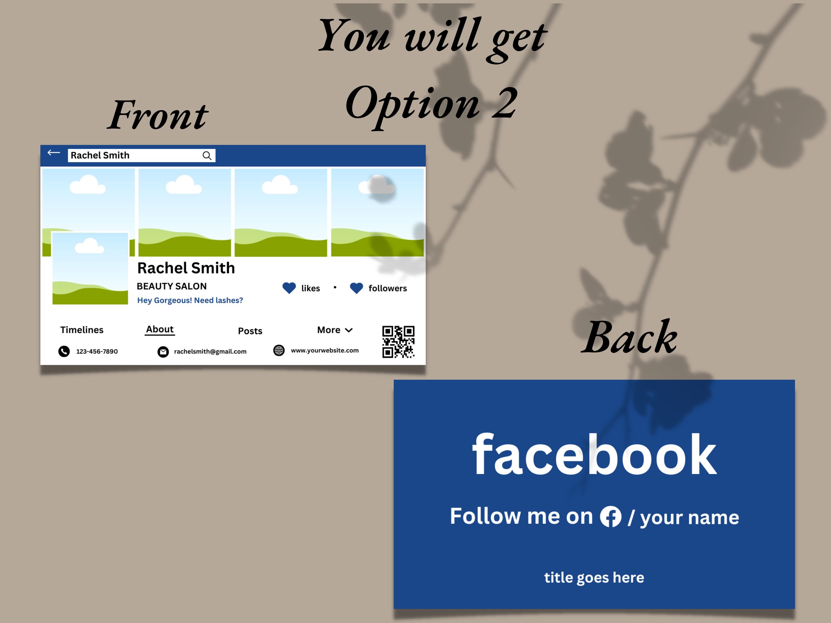 Boho Facebook Business Card Template, QR Code Business Card, Social ...