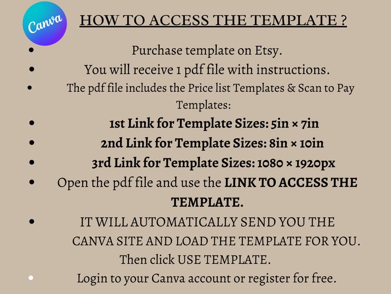 Editable Price List Template, Scan to Pay Sign, Instagram Price List ...