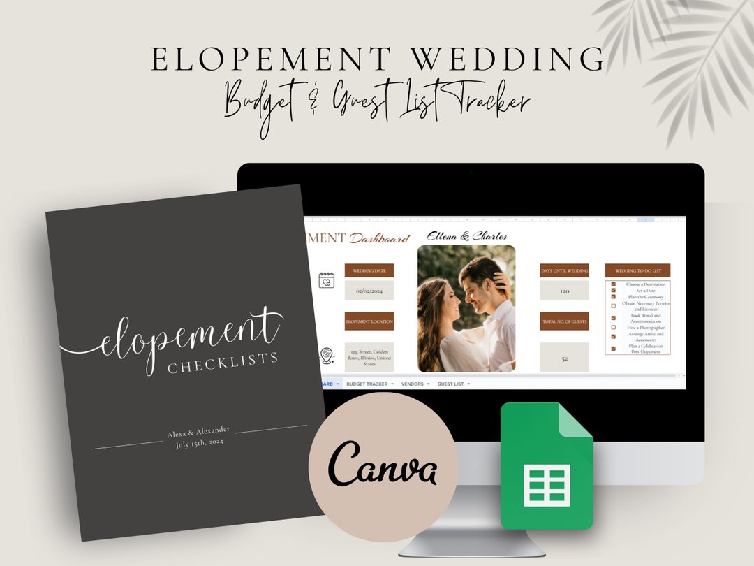 Google Sheets Elopement Budget Tracker, Guest Tracker Spreadsheet ...