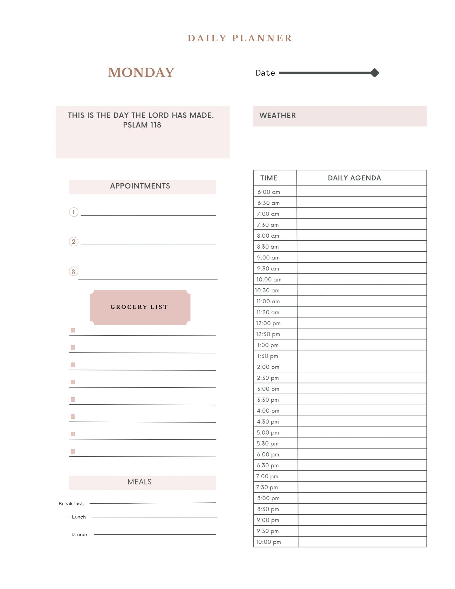 Monday Friday Printable Planner - Etsy