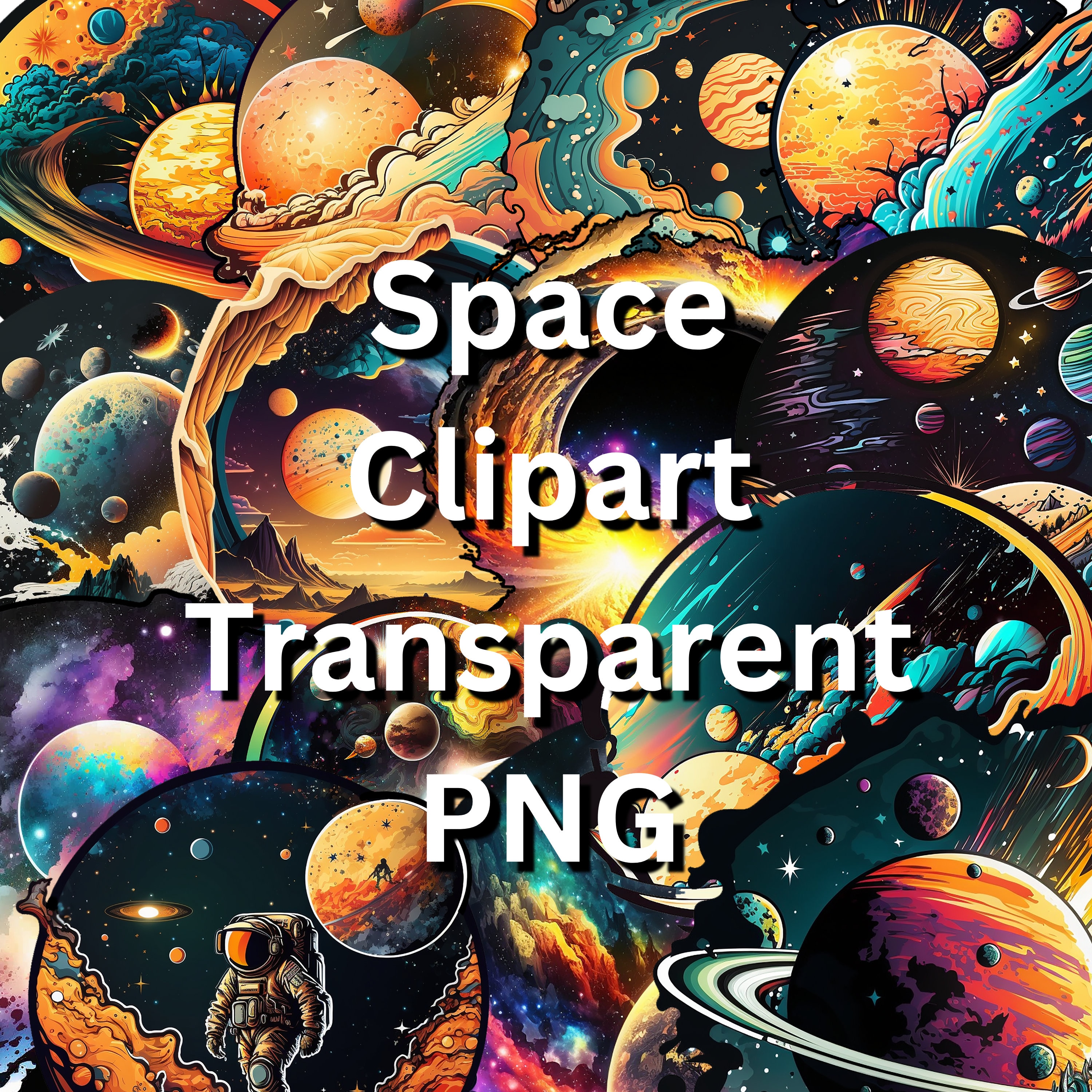 14-pack of Space-themed PNG Art, Transparent Backgrounds - Etsy