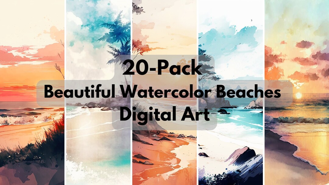 Watercolor Beaches and Sunsets Clipart, Digital Graphics, Beach ...
