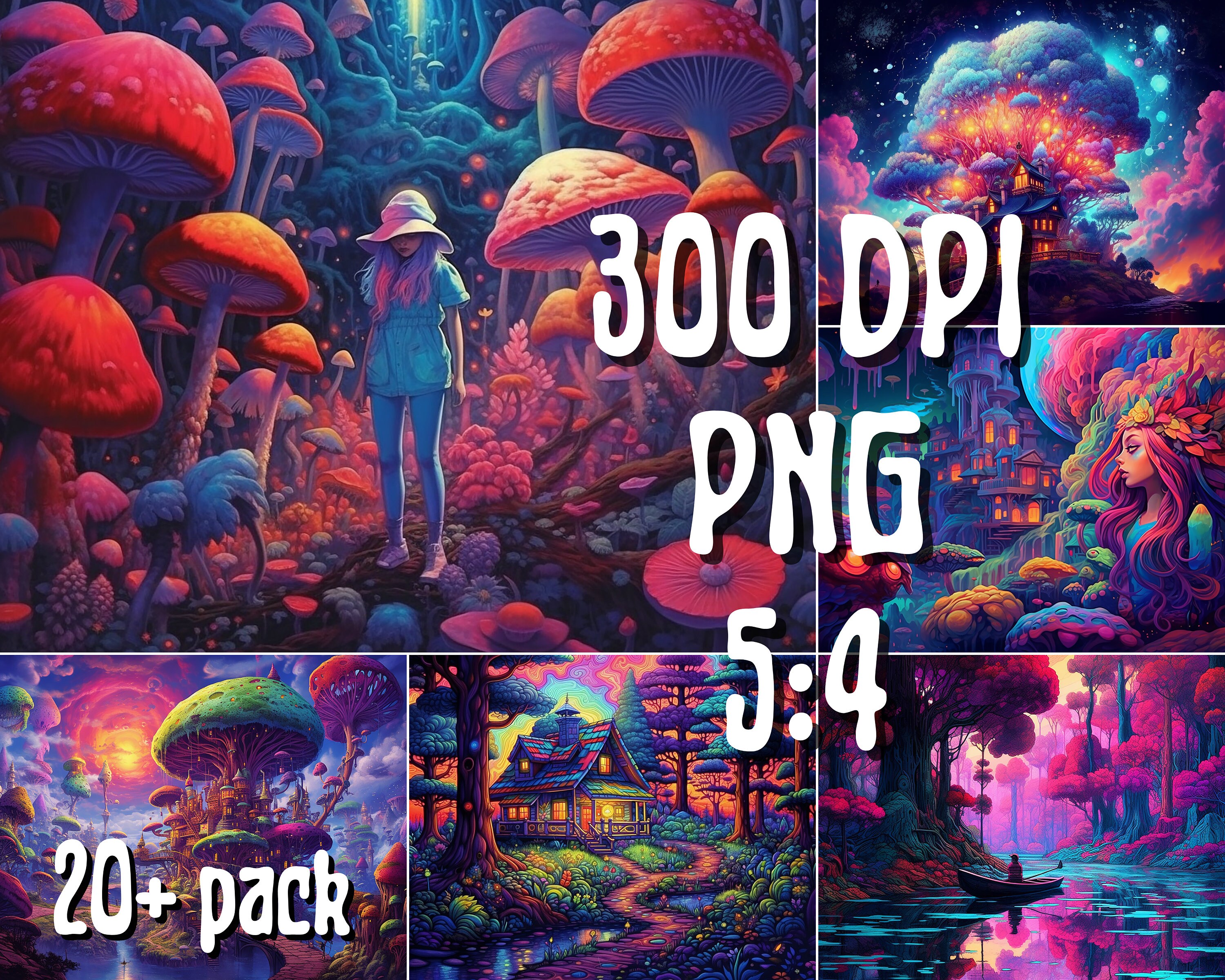 20+ Pack Psychedelic Scenes Printable Digital Art, Psychedelic Art ...