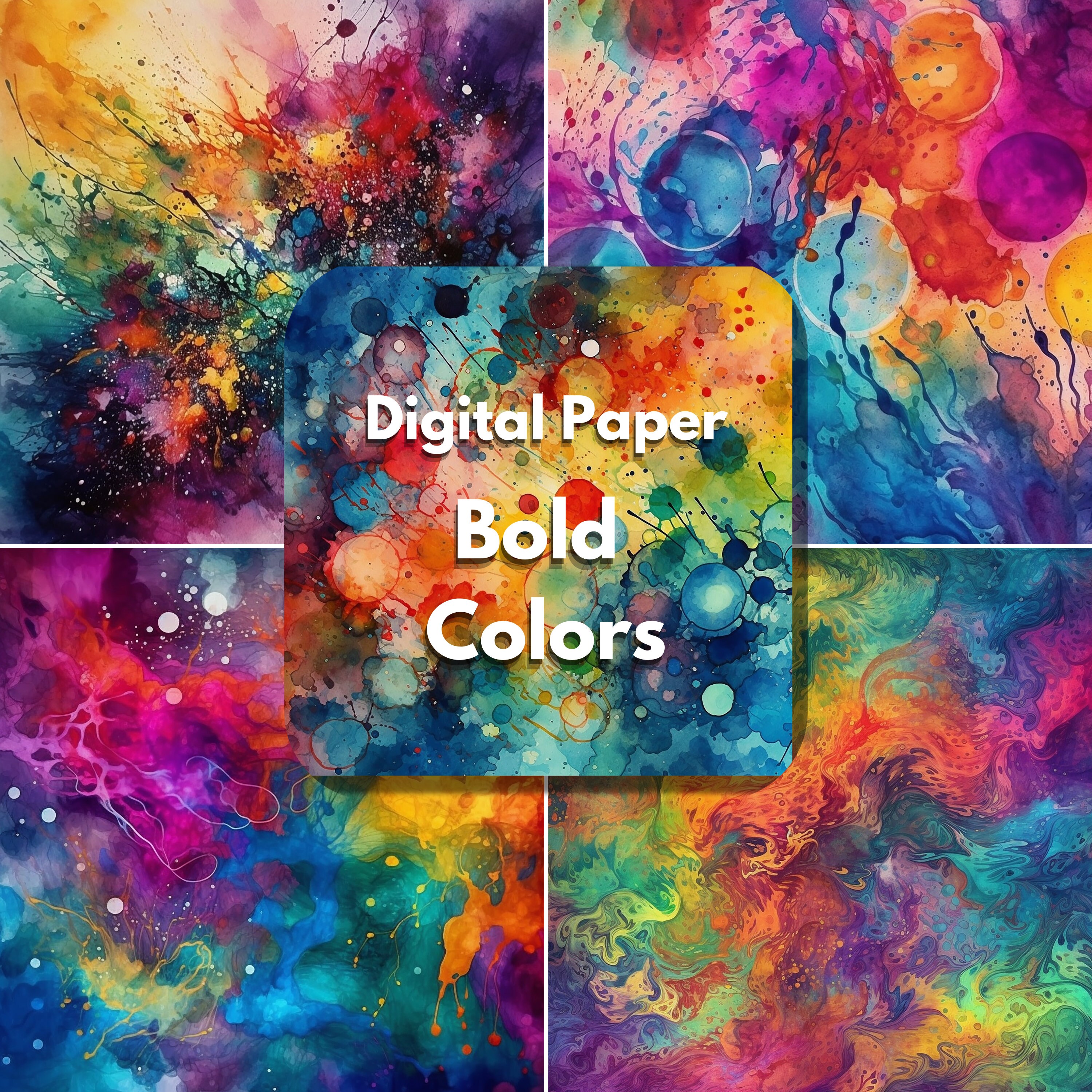 Watercolor Ink Digital Paper, Watercolor Ink Clipart, Watercolor ...