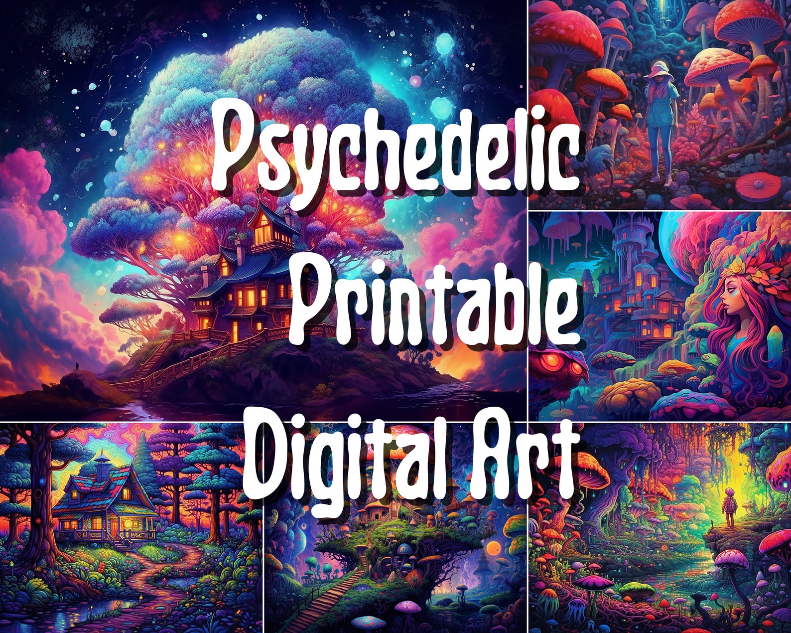 20+ Pack Psychedelic Scenes Printable Digital Art, Psychedelic Art ...